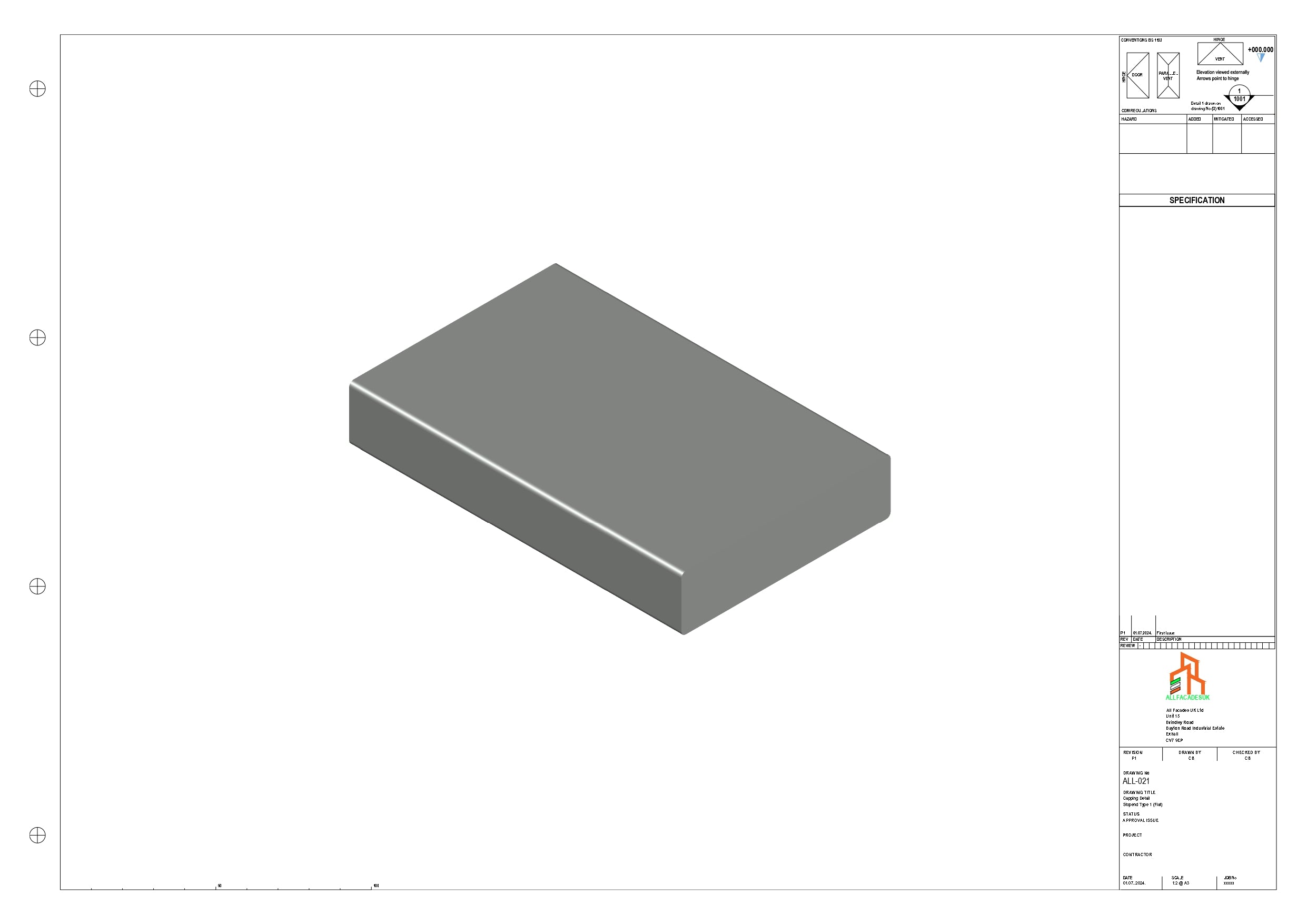 Aluminium Capping - Type 1 - Stopend - 300mm – Aluminium Cladding Ltd