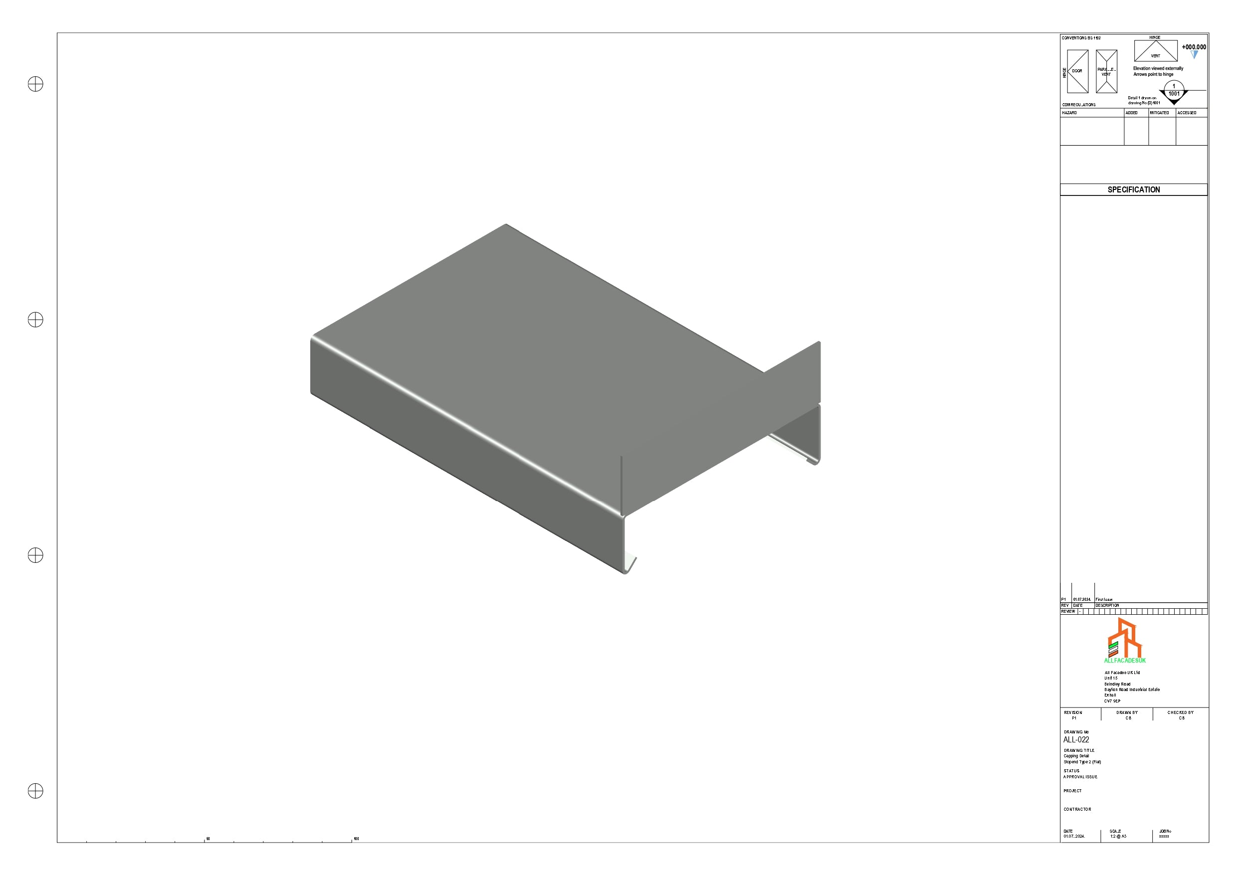 Aluminium Capping - Type 1 - Stopend - 01 - 300mm – Aluminium Cladding Ltd