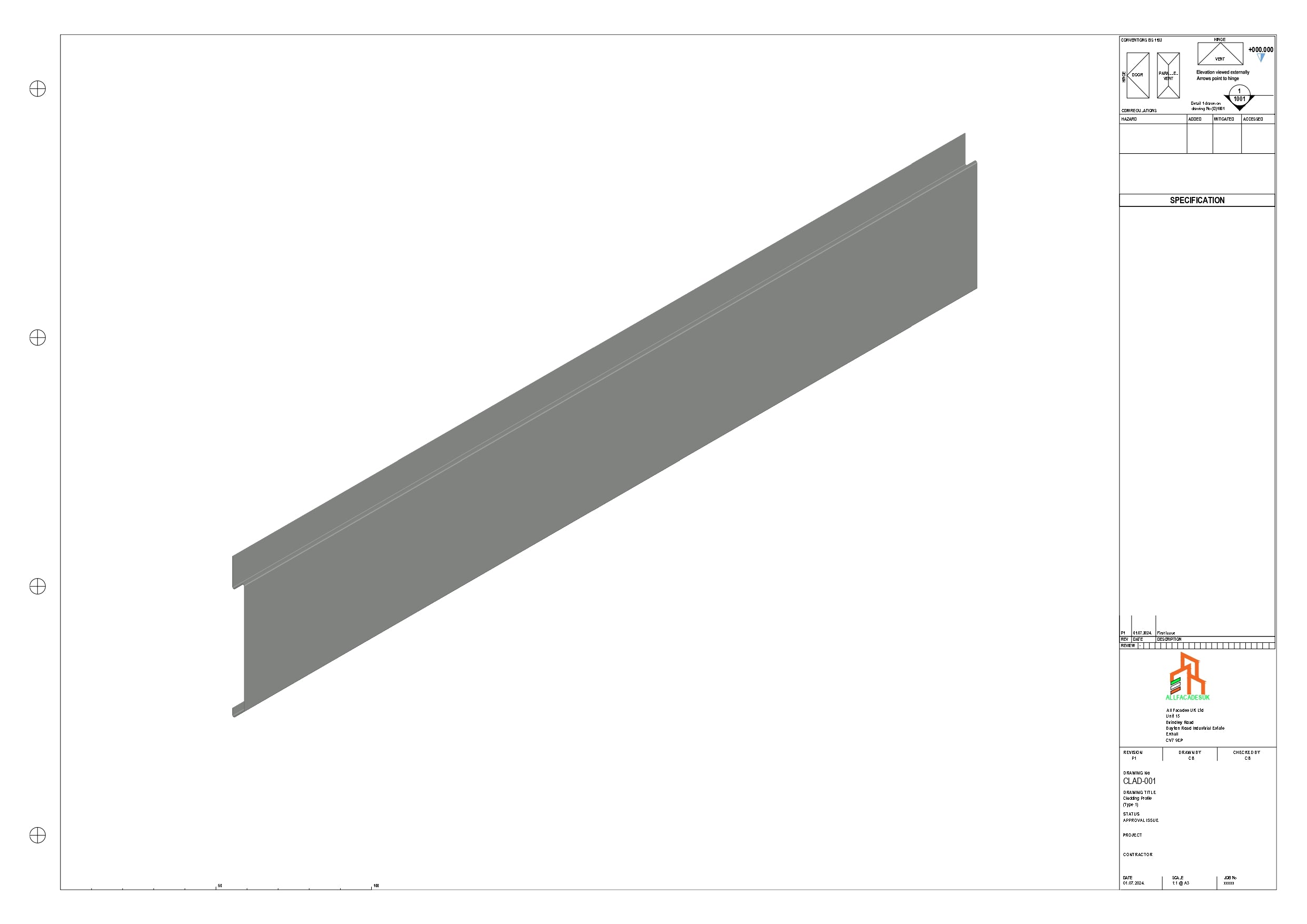 Aluminium Cladding - Type 1 - Straight 3000mm – Aluminium Cladding Ltd