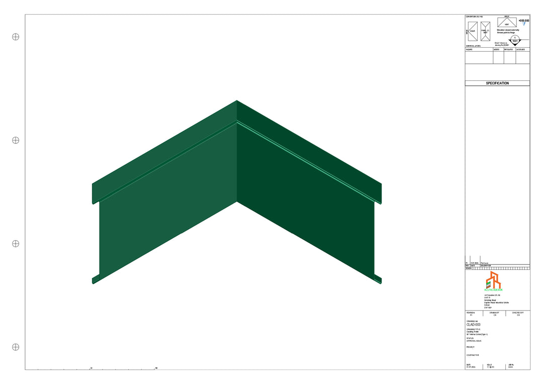 Aluminium Cladding - Type 1 - 90 Degree Int Corner 300x300mm ...