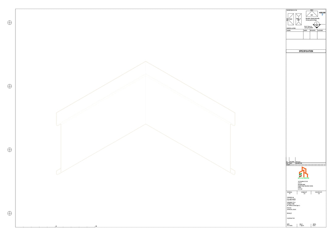 Aluminium Cladding - Type 1 - 90 Degree Int Corner 300x300mm ...