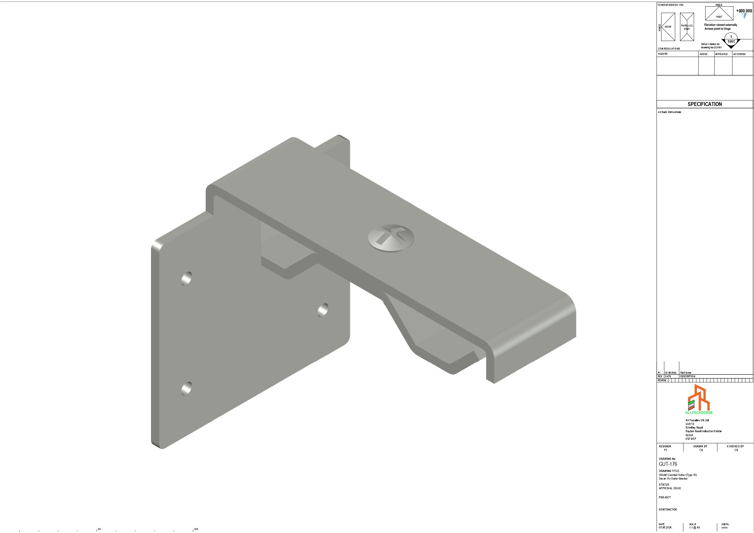 Aluminium Cranked Secret Fix Bracket - Type 12 – Aluminium Cladding Ltd
