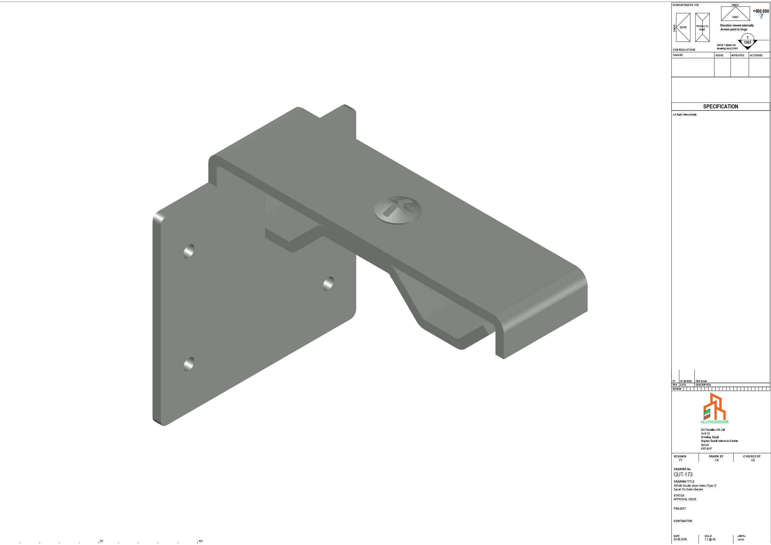 Aluminium Double Slope Secret Fix Bracket - Type 9 – Aluminium Cladding Ltd