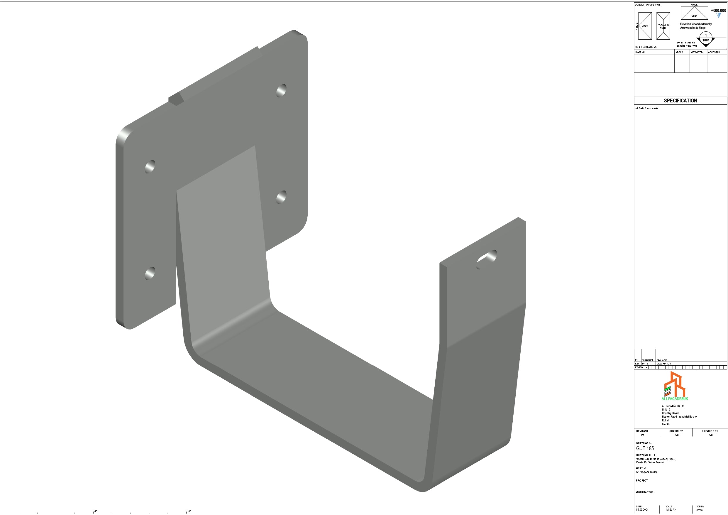 Aluminium Double Slope Fascia Bracket - Type 8 – Aluminium Cladding Ltd