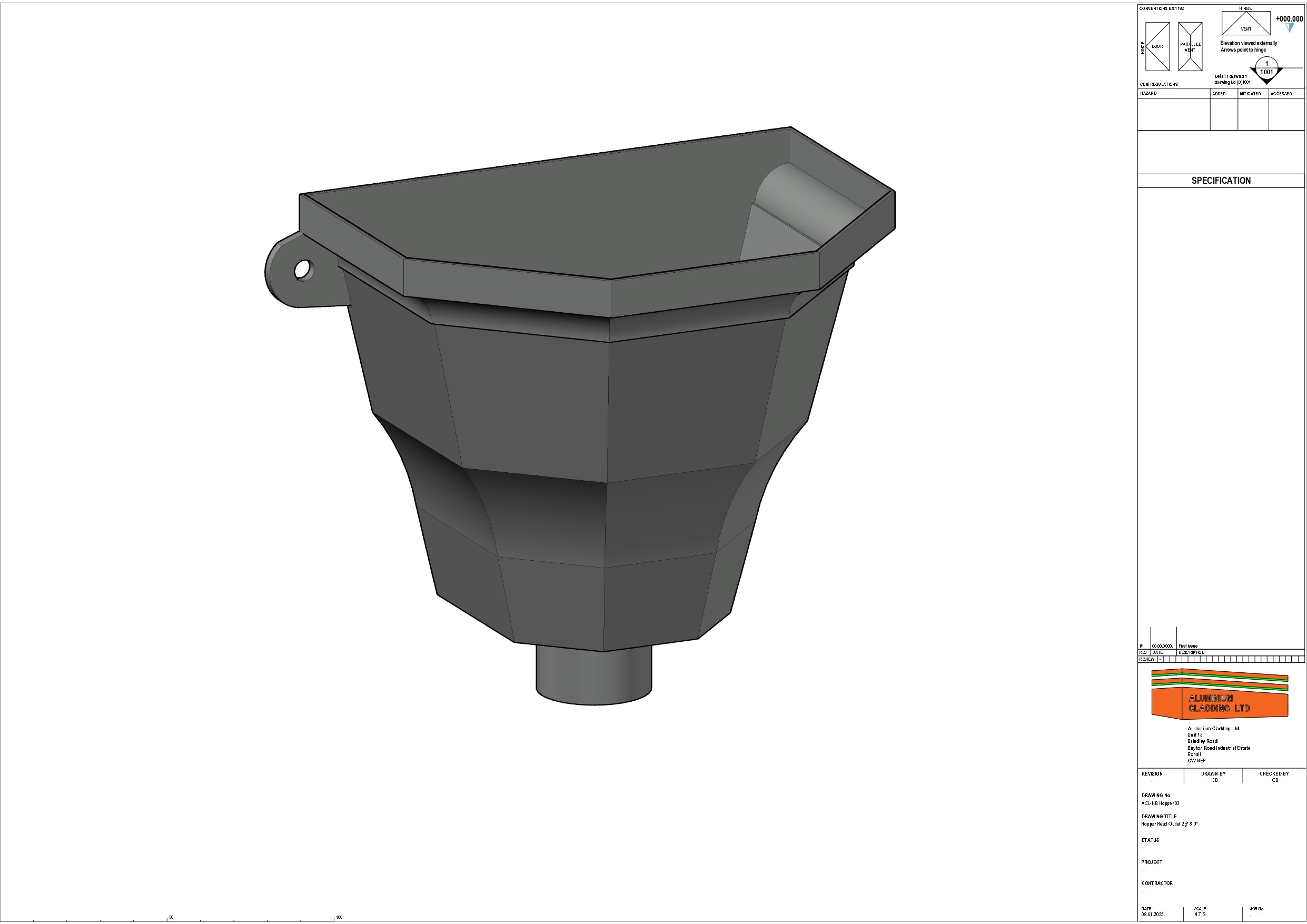 Cast Aluminium Hopper Head Outlet 2 1/2" & 3" – Aluminium Cladding Ltd
