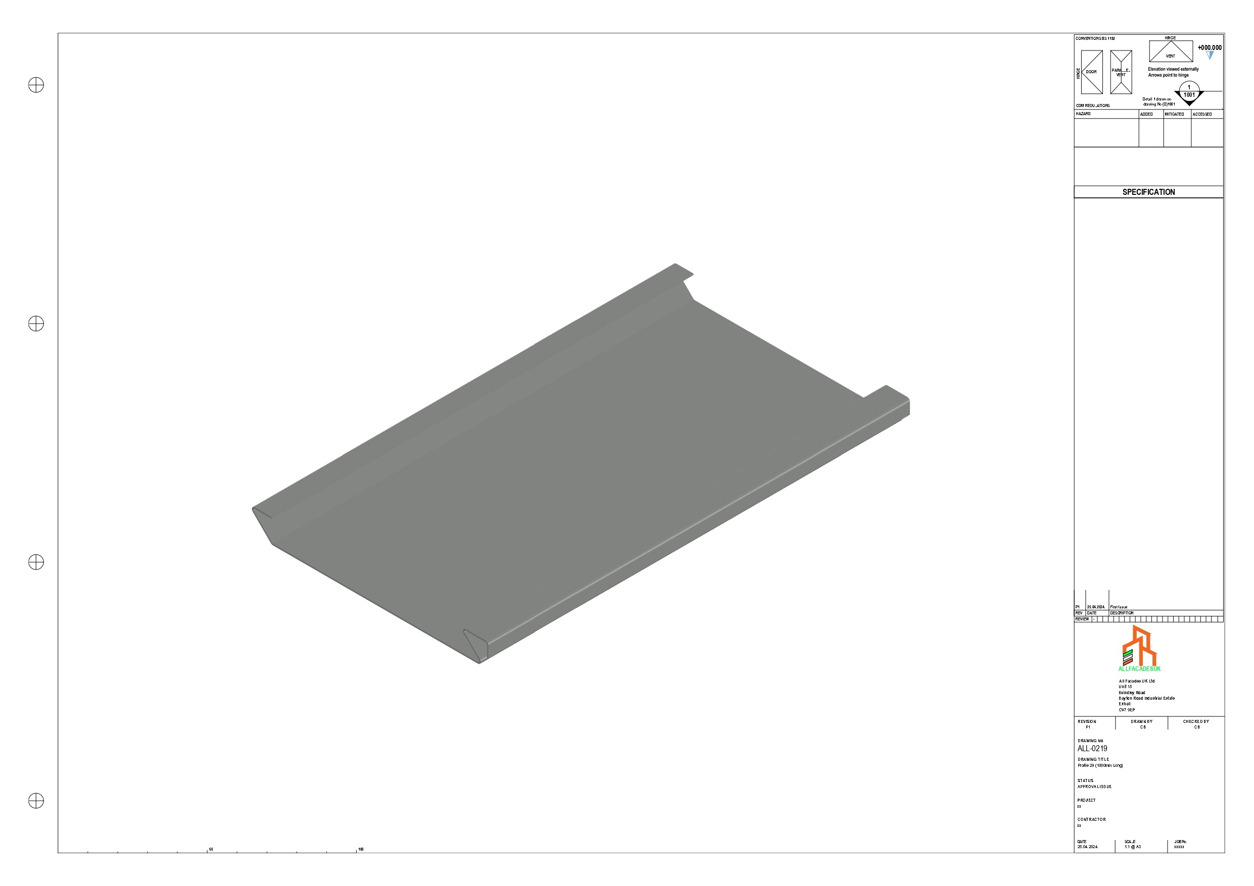 Aluminium Soffit - Type 2 - Straight 3000mm Length – Aluminium Cladding Ltd