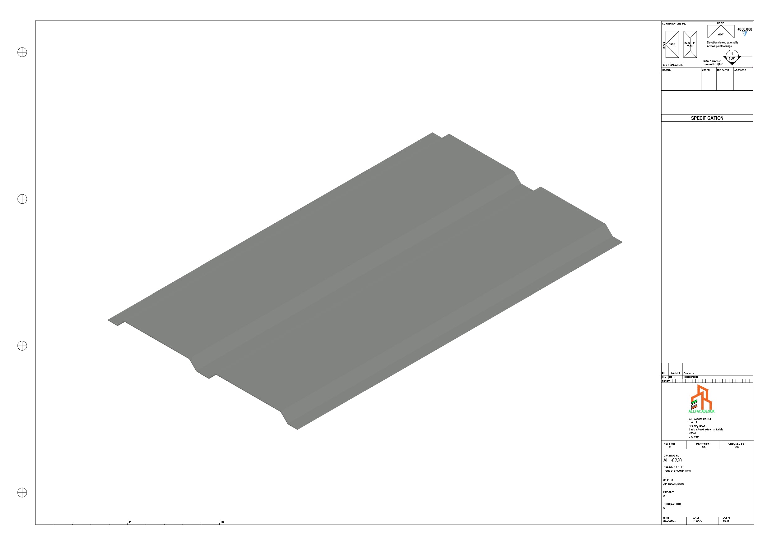 Aluminium Soffit - Type 4 - Straight 3000mm Length – Aluminium Cladding Ltd