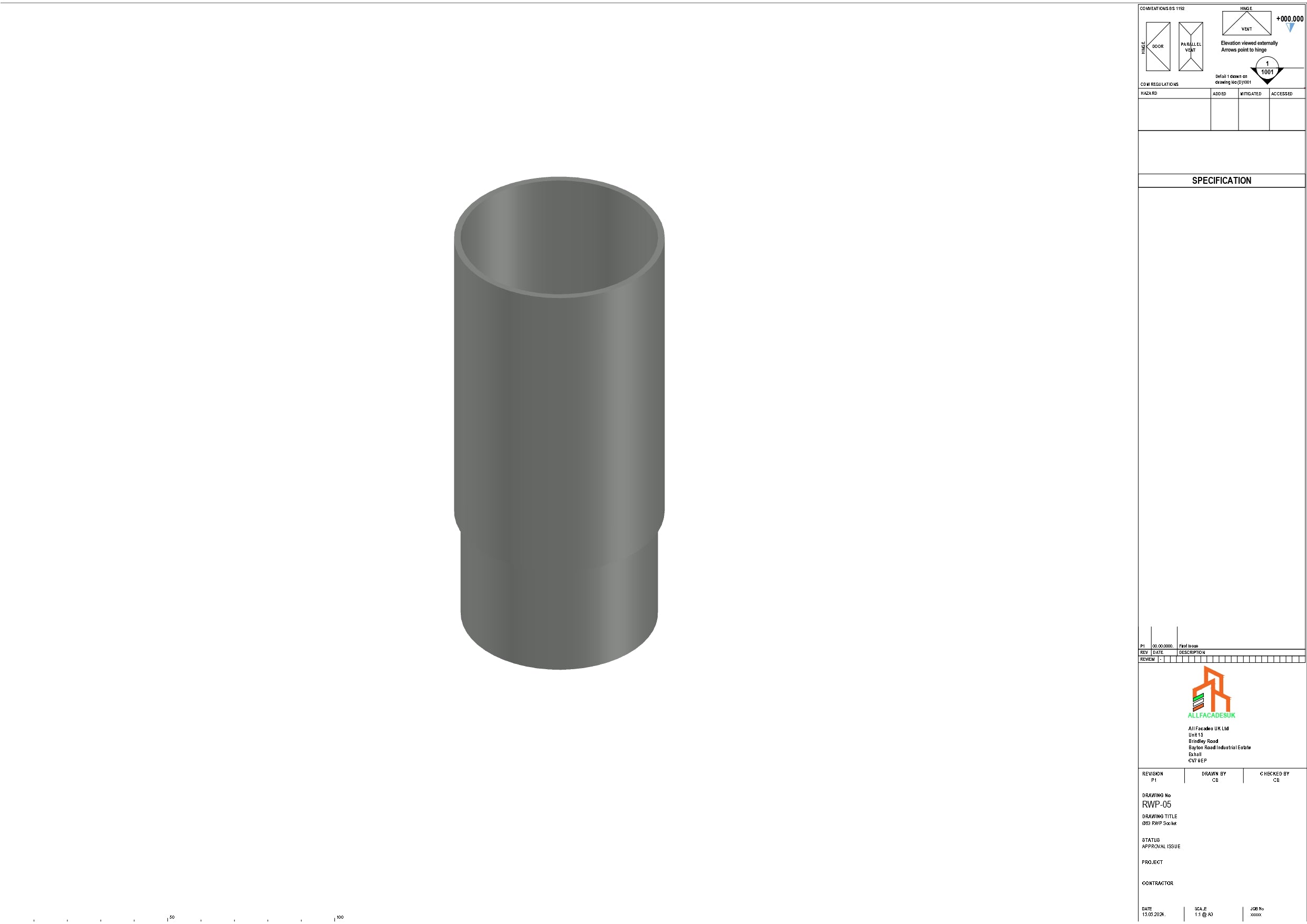 Aluminium Dia Gutter - Type 1 - Socket – Aluminium Cladding Ltd