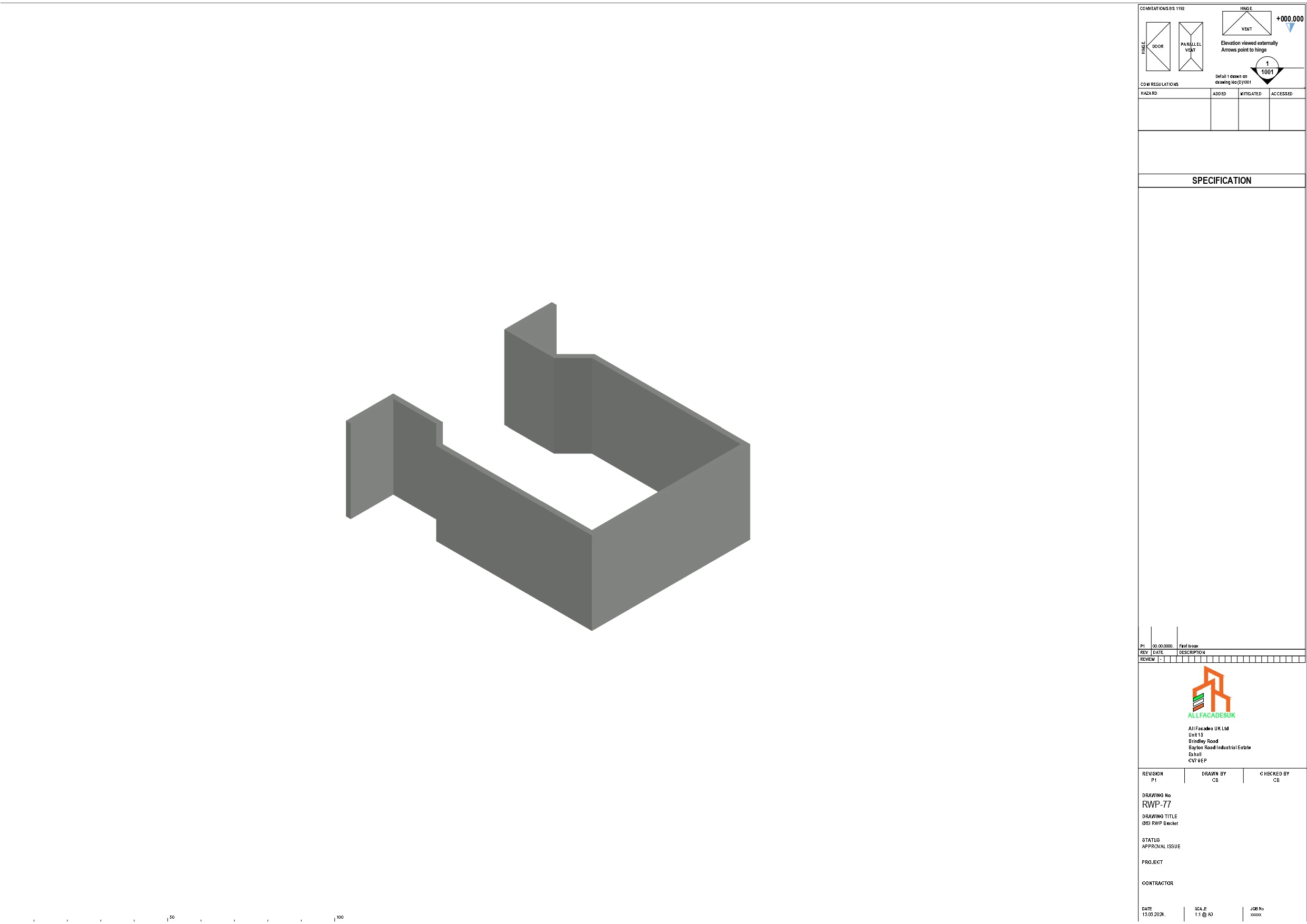 Aluminium Sq Gutter - Type 2 - Bracket – Aluminium Cladding Ltd