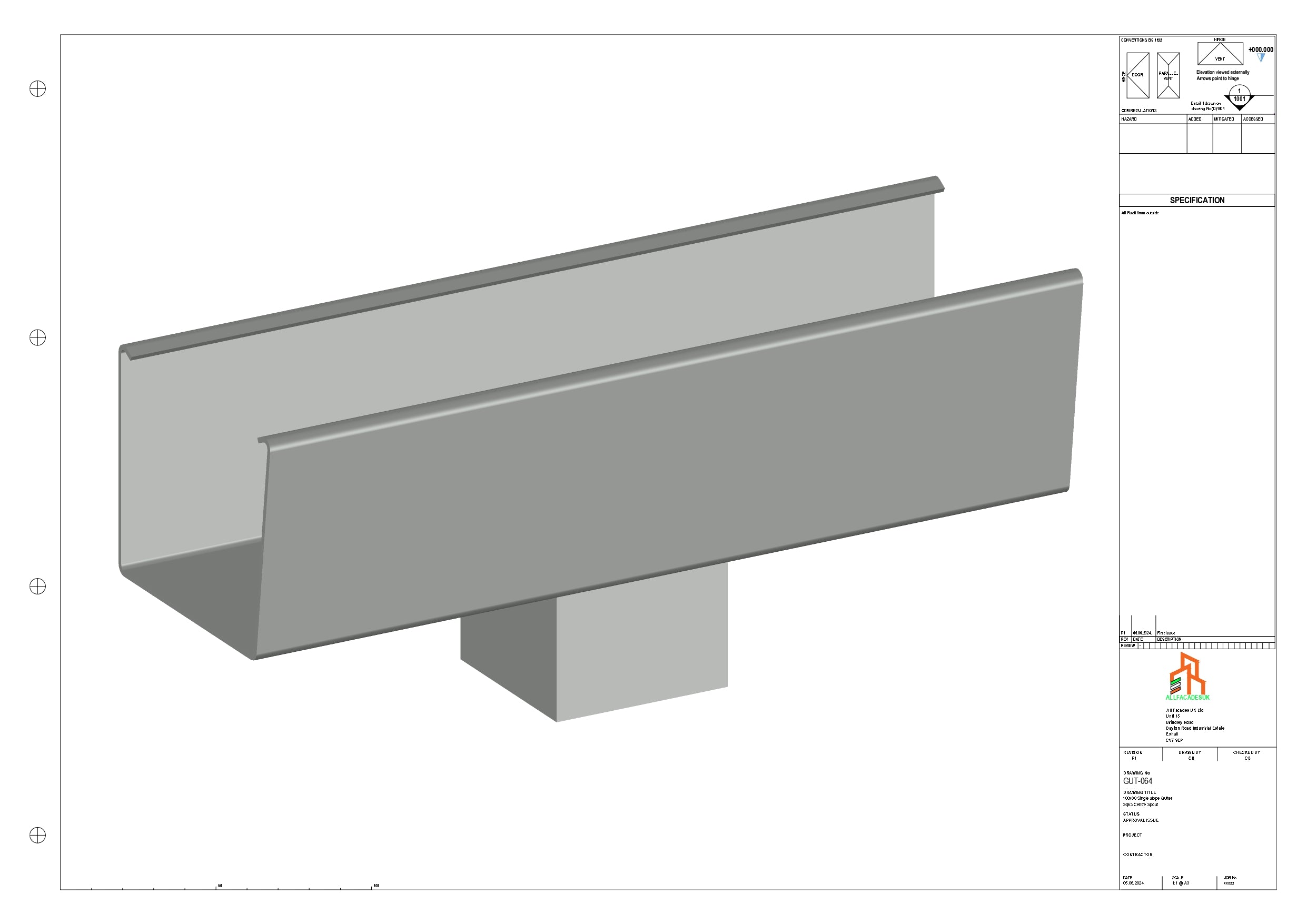 Aluminium Radius Gutter - Type 4 - Centre Spout - 76 Sq – Aluminium ...