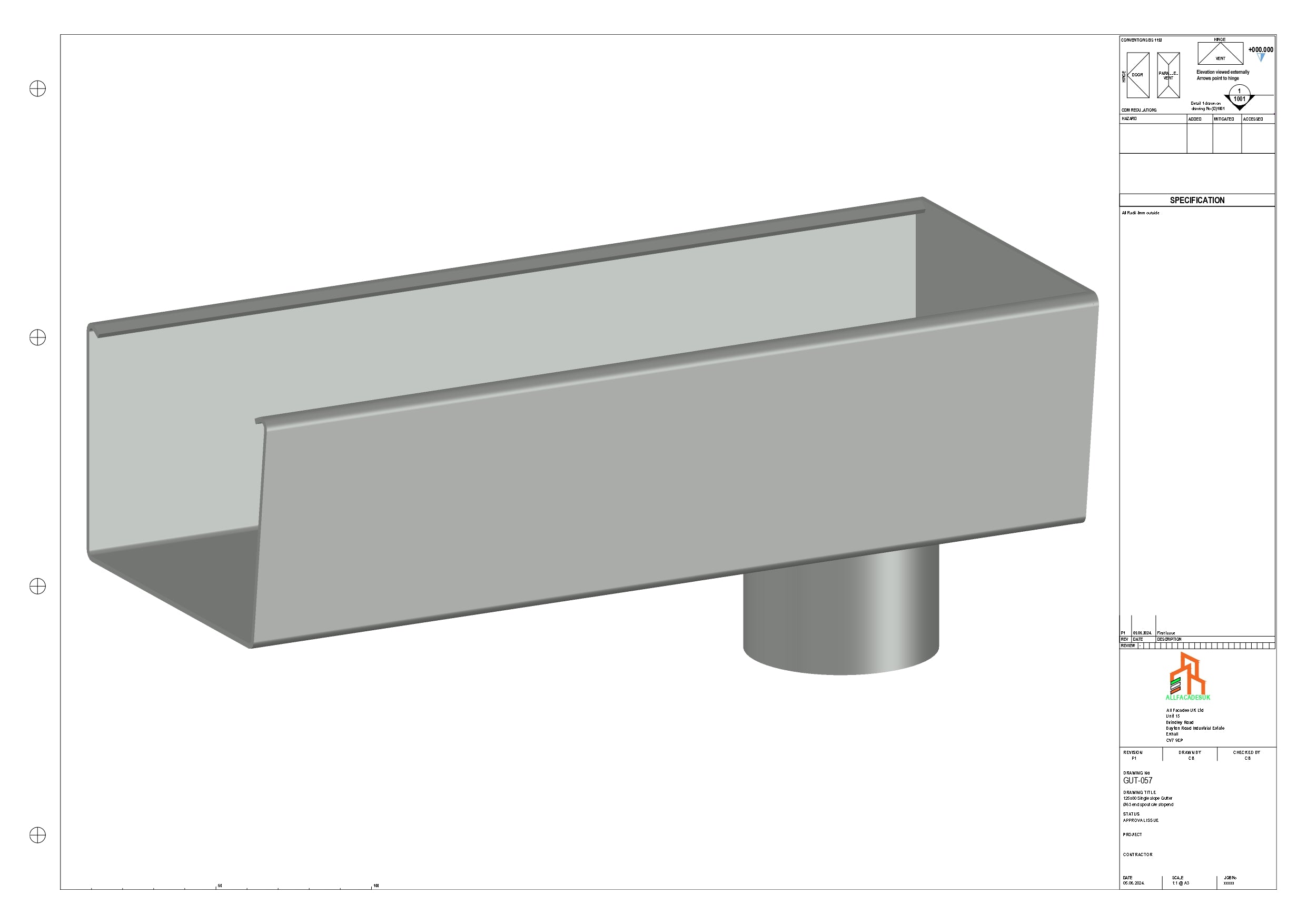 Aluminium Radius Gutter - Type 5 - End Spout - 100 Dia – Aluminium ...