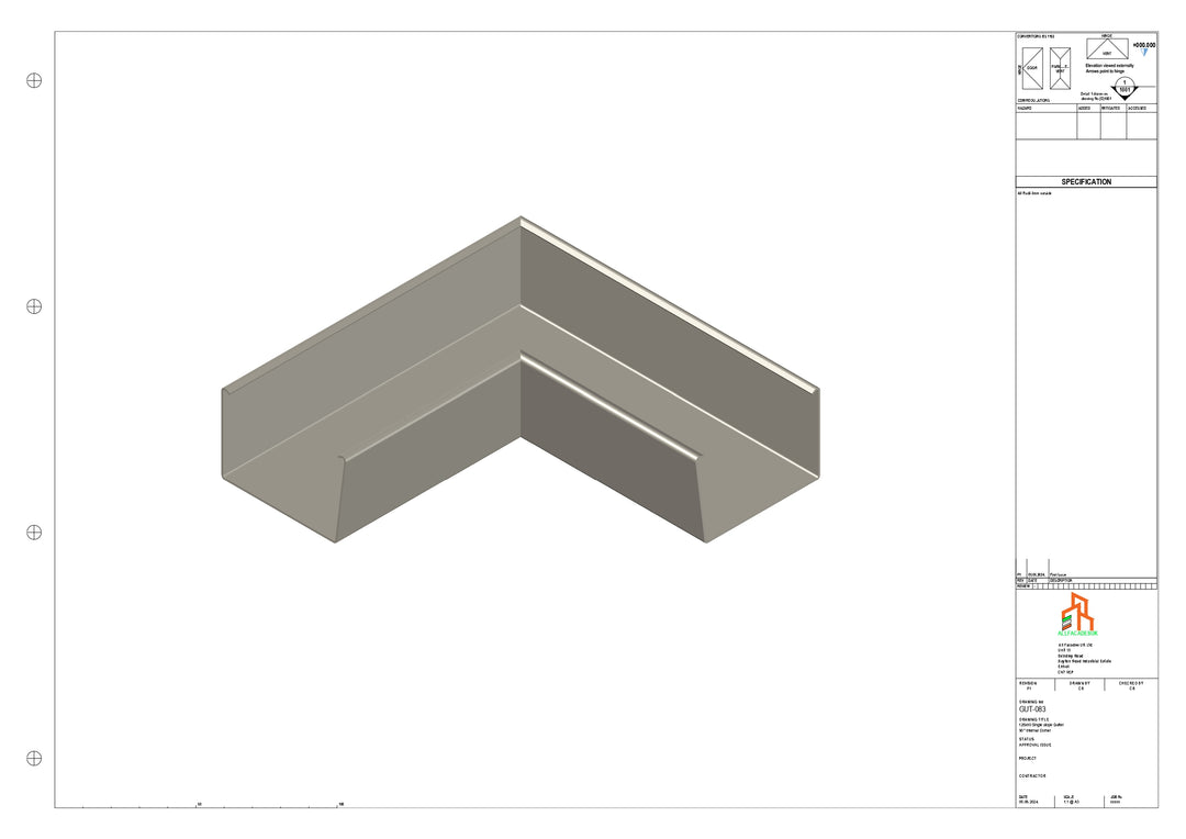 Aluminium Single Slope Gutter - Type 5 - 90 Degree Int Corner ...