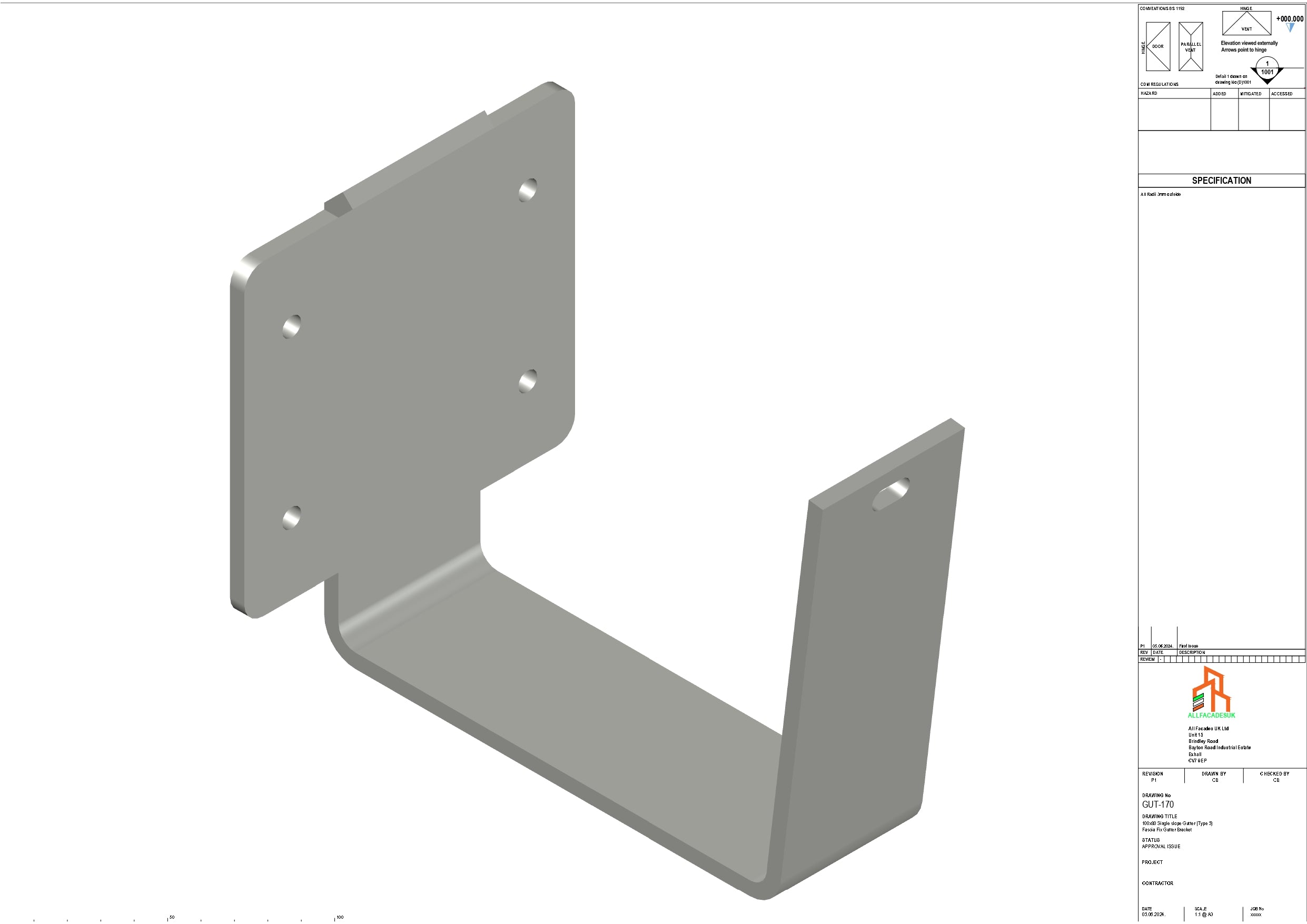 Aluminium Single slope Fascia Bracket - Type 6 – Aluminium Cladding Ltd